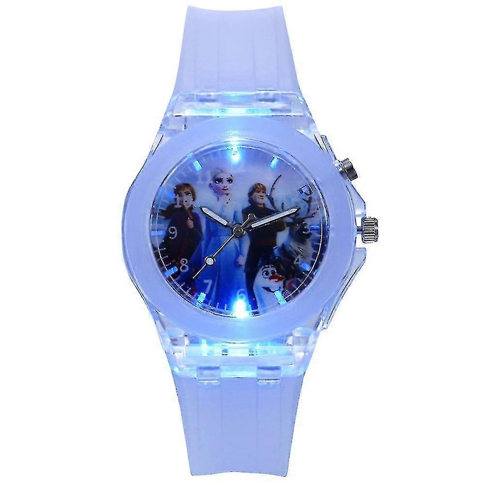 Girls Frozen Anna Elsa Cartoon Silicone Watch Luminous Led Flashing Kid ...