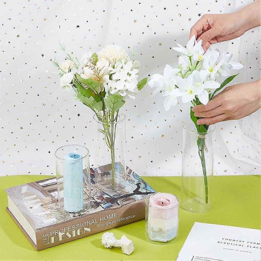 4PCS Glass Cylinder Vase 4 Styles Pillar Glass Vase Decorations Clear ...
