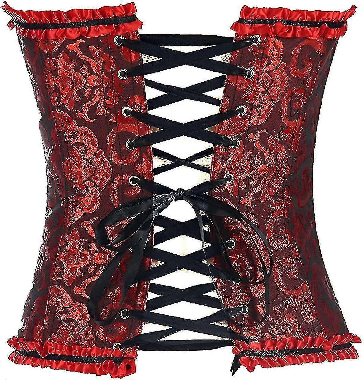 Szivyshi Women's Overbust Sweetheart Lace Up Plastic Bones Corset ...