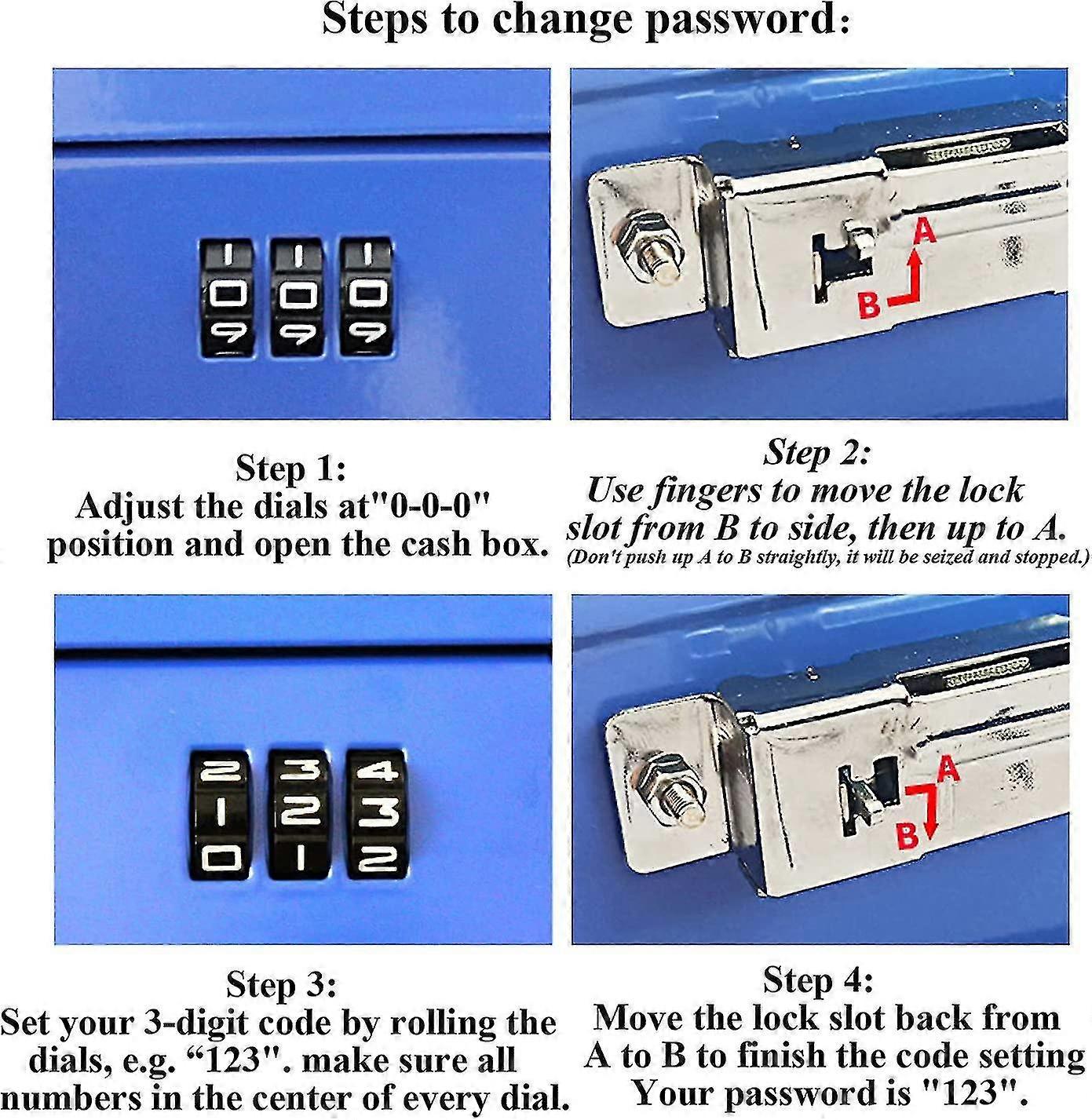 Small Cash Box With Combination Lock - Robust Cash Box Made Of Metal ...