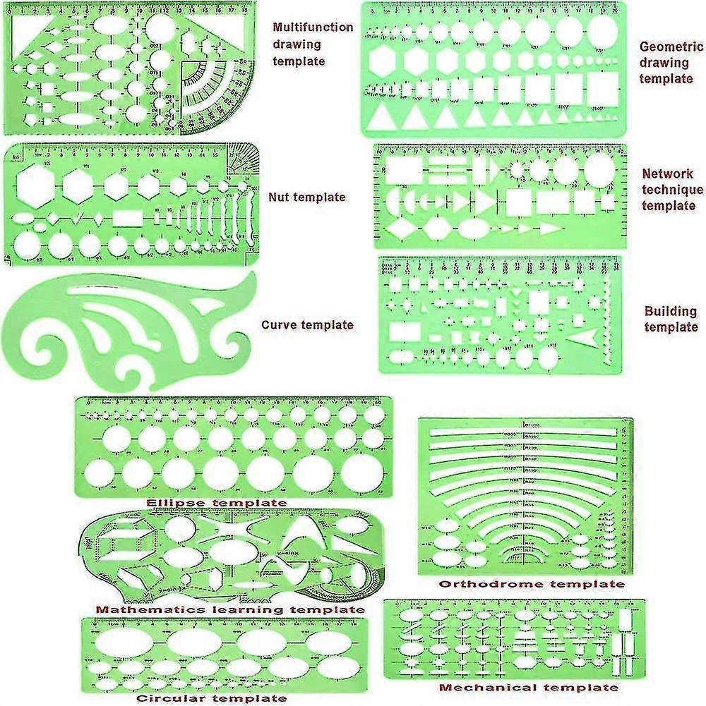11 Pieces Geometric Drawings Templates Stencils Plastic Measuring ...