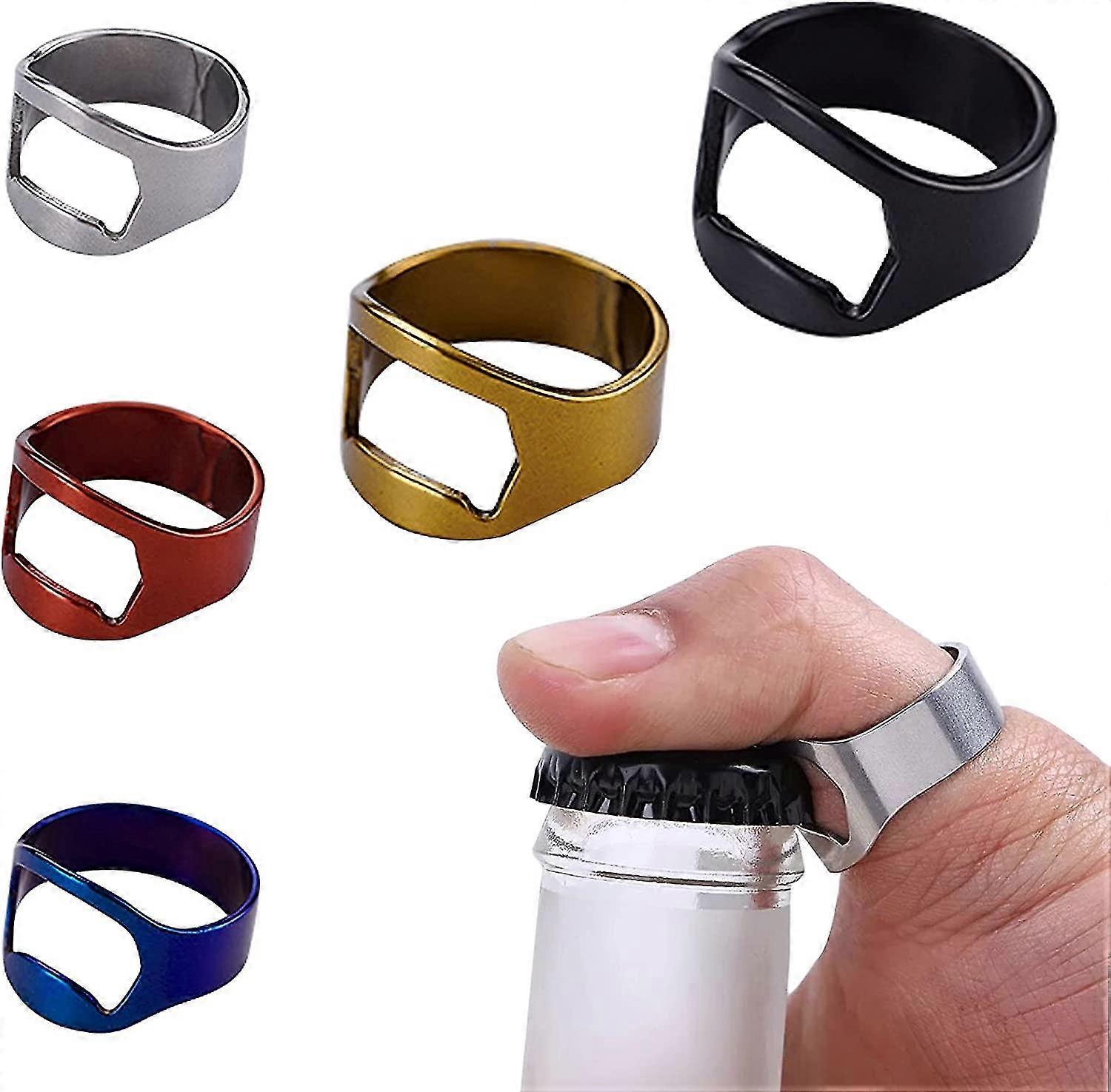 Pack Of 5 Stainless Steel Beer Opener Ring, 22 Mm Portable Finger Ring ...