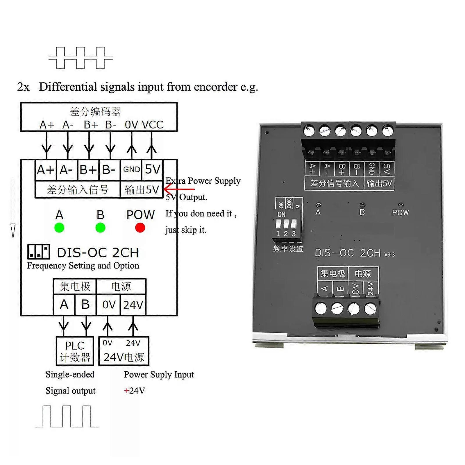 Converter 5V Encoder Signal Differential to Collector Single-ended 24v ...