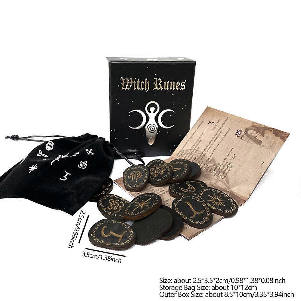 Wood Witches Runes Set of 13, Engraved Gypsy Symbol for Meditation ...