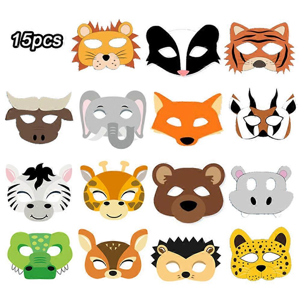 Animal Masks (15 Packs) for Kids - Safari Party Favors & Supplies ...