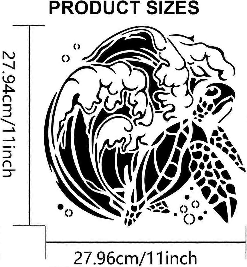 Turtle Waves Stencil 11.811.8inch Large Sea Ocean Turtle Stencil ...