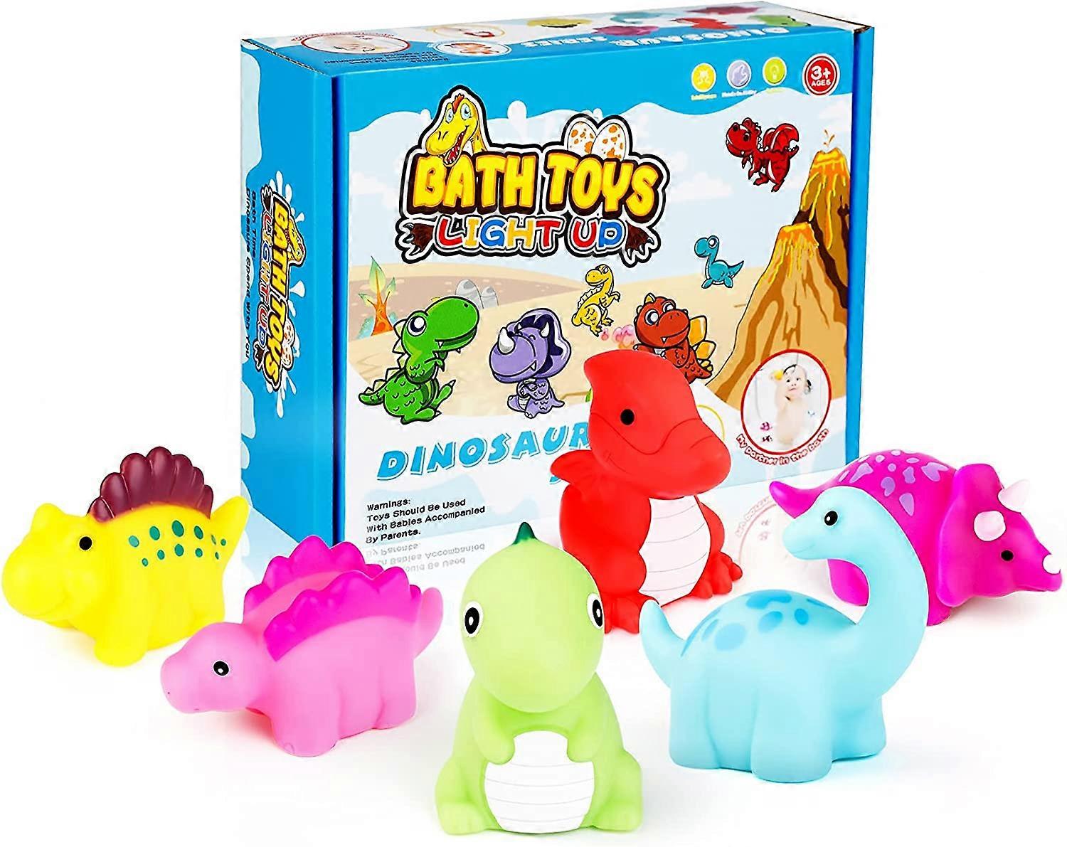 Dinosaur Bath Toys Light-Up 6 Packs Floating Bath Toys Set for Baby Toddlers Kids in Birthday ...