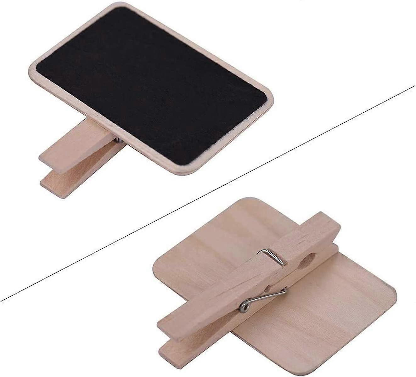 50 Pieces Mini Chalkboard with Rectangle Clip, Wooden Mini Note ...