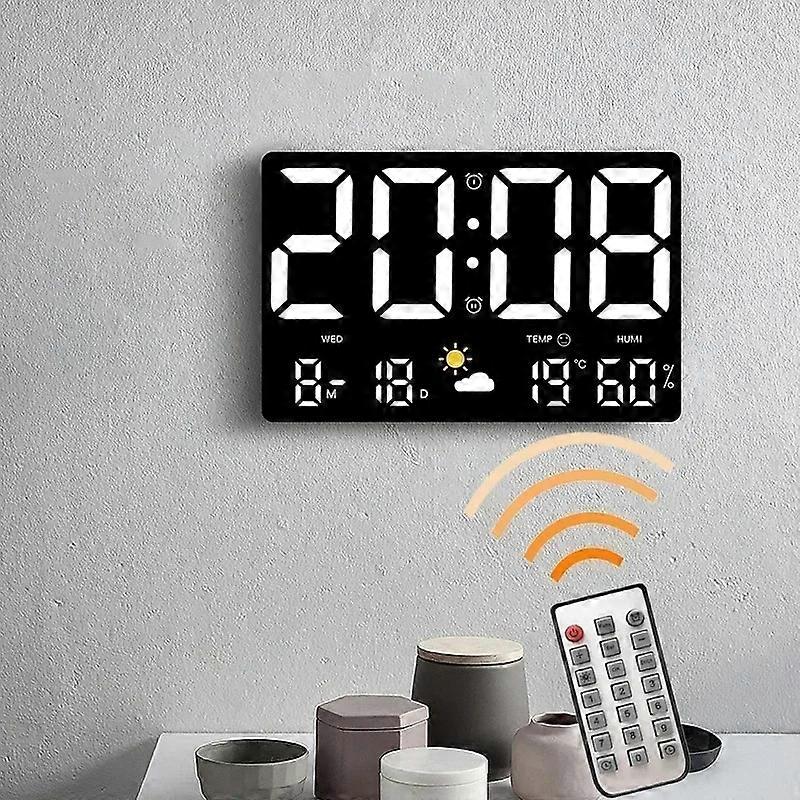 Rectangle LED Oversize Screen Alarm Clock Temperature Humidity Week ...