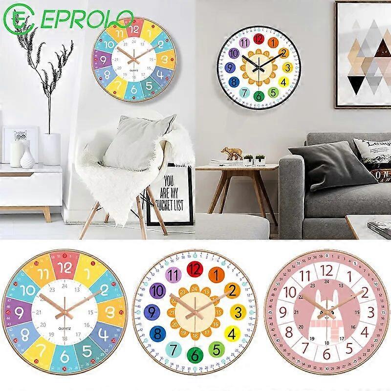 8/10/12inch Children Clock Mute Wall Clock Hour Minute Second Cognition ...