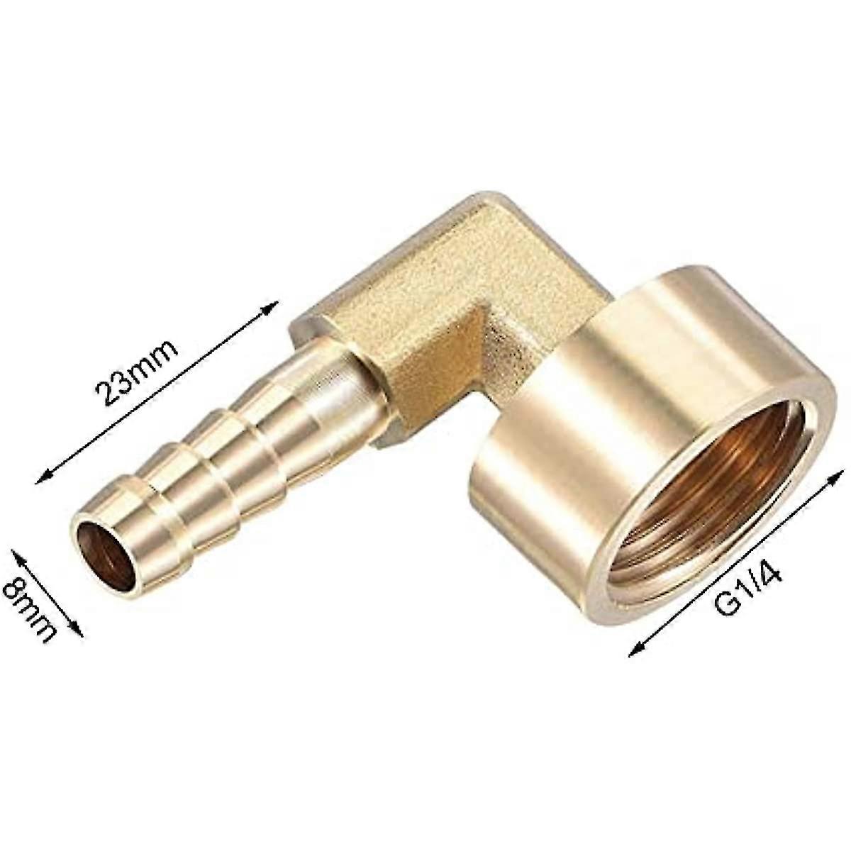 2pcs 90 Degree Elbow Brass Barb Fittings 8mm Barb G1/4 Female Hose ...