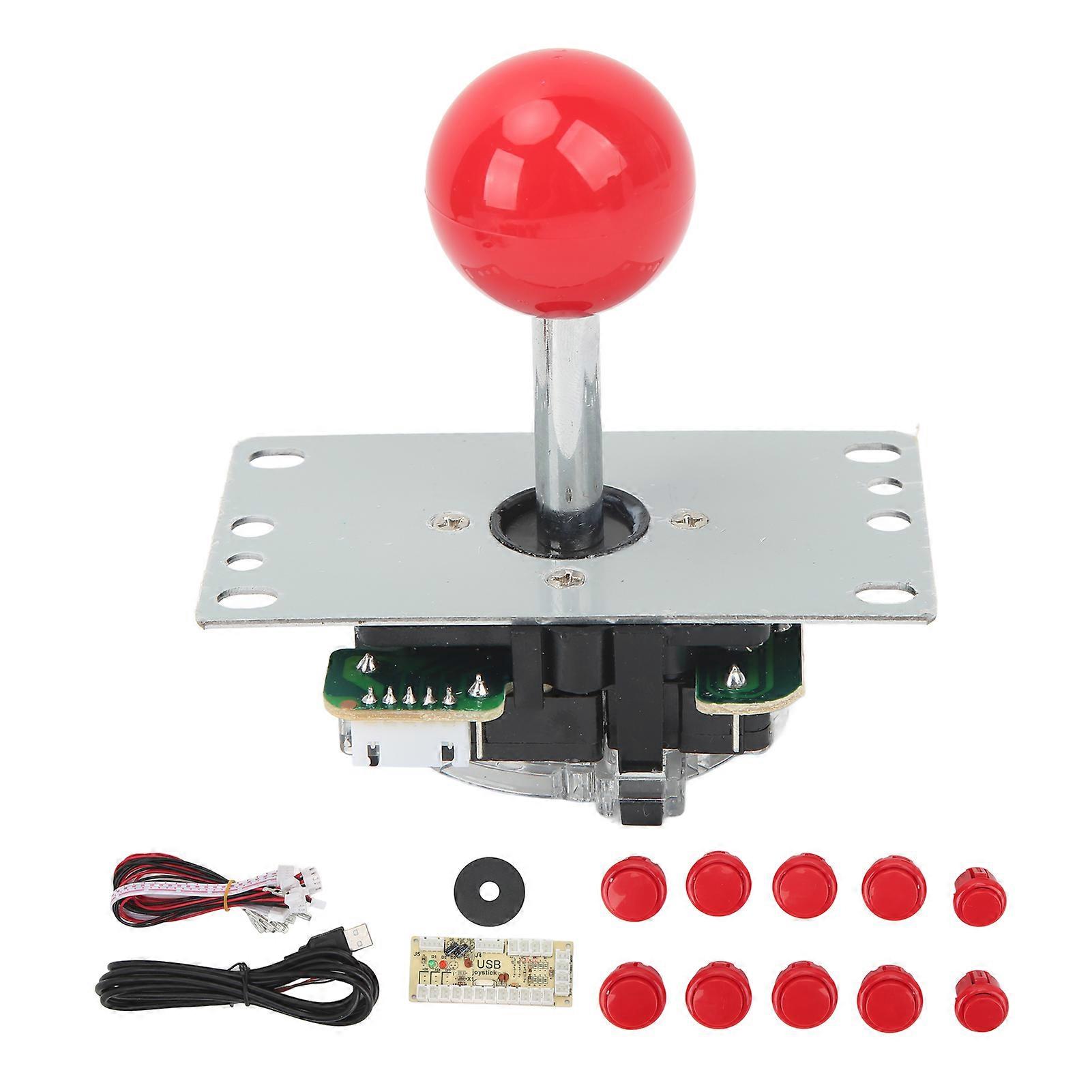 DIY USB Controller Computer Rocker Game Stick Joysticks with Control Chip for Arcade Game Red ...