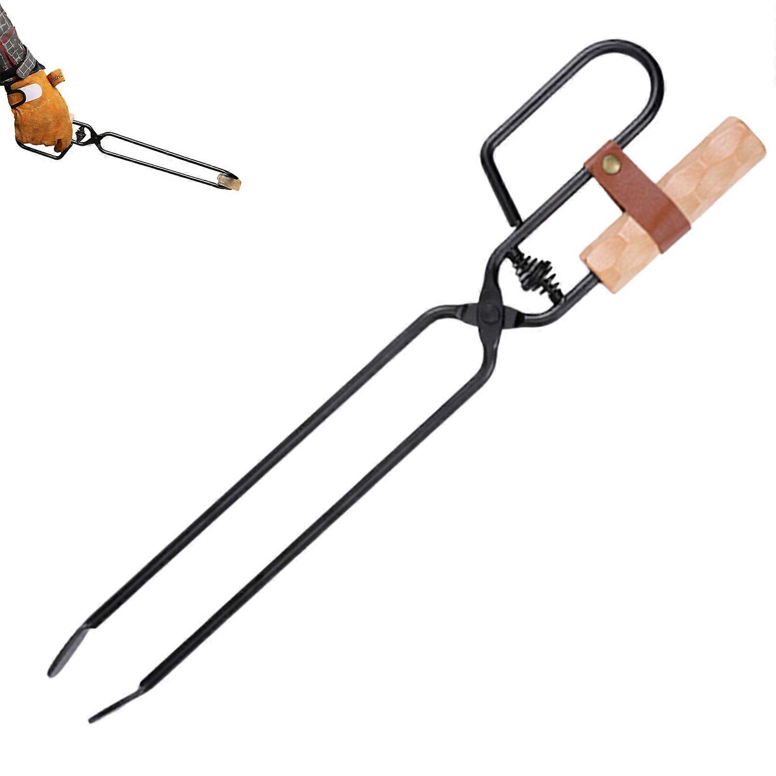 Outdoor Fireplace Log Tongs Metal Iron Log Claw Grabber w/ Ergonomic ...