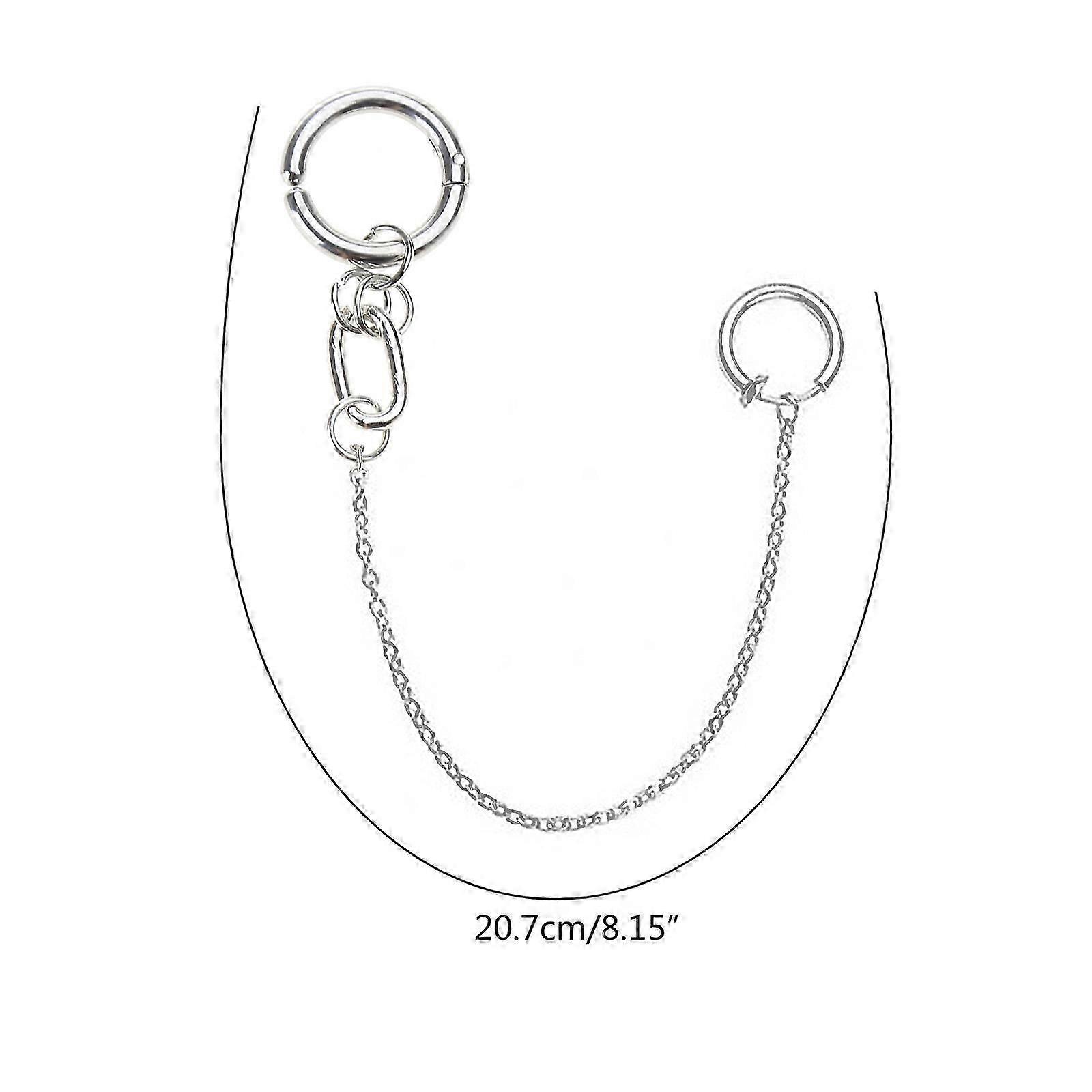 1 Set Punk Style Cool Nose Chain Fake Earrings Lip Ring with Long ...