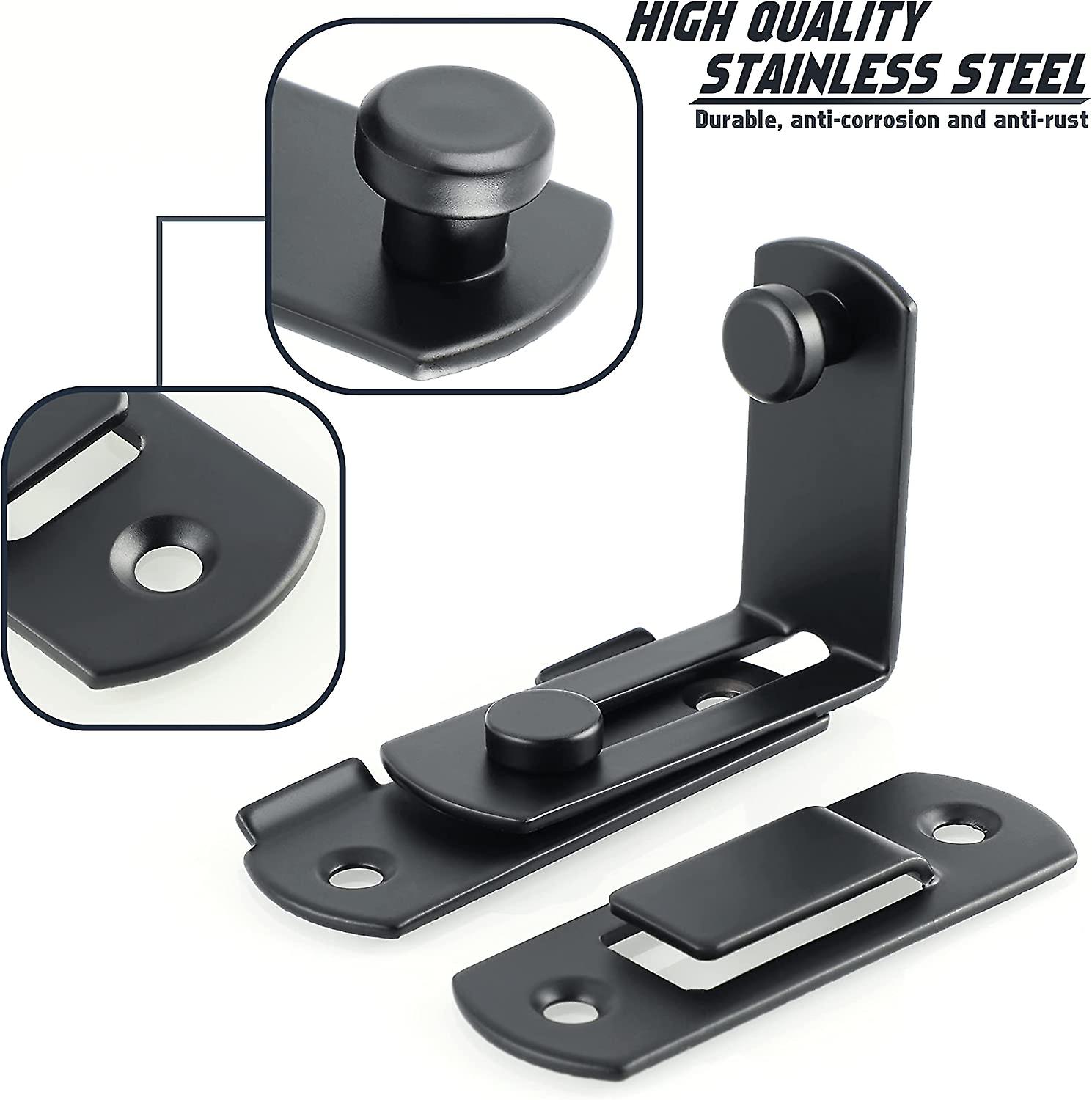 90 Degree Door Lock Slide Door Bolt Small Door Bolt, Matte Black Finish ...