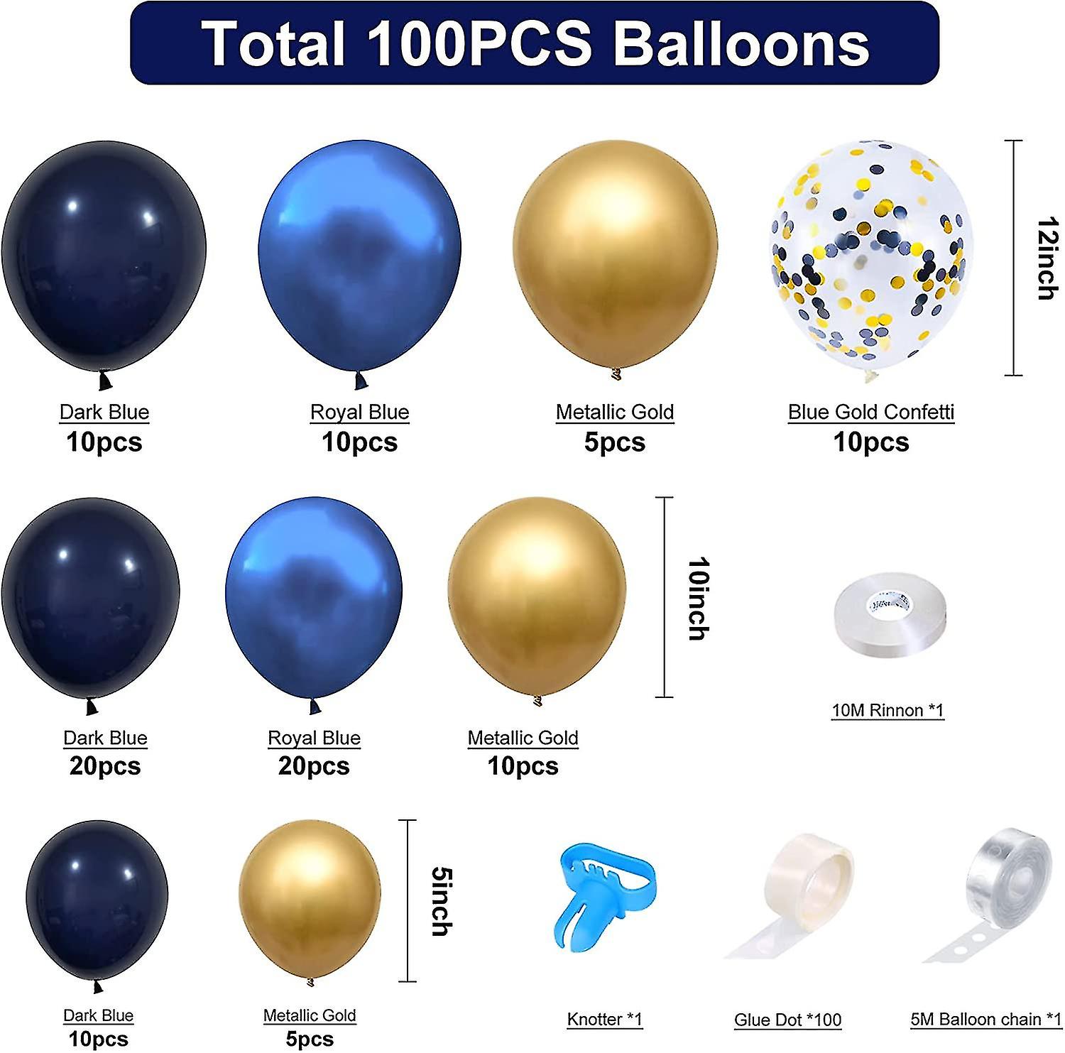 Balloon Arch Kit, 100pcs Blue Balloon Garland Kit Birthday Party ...