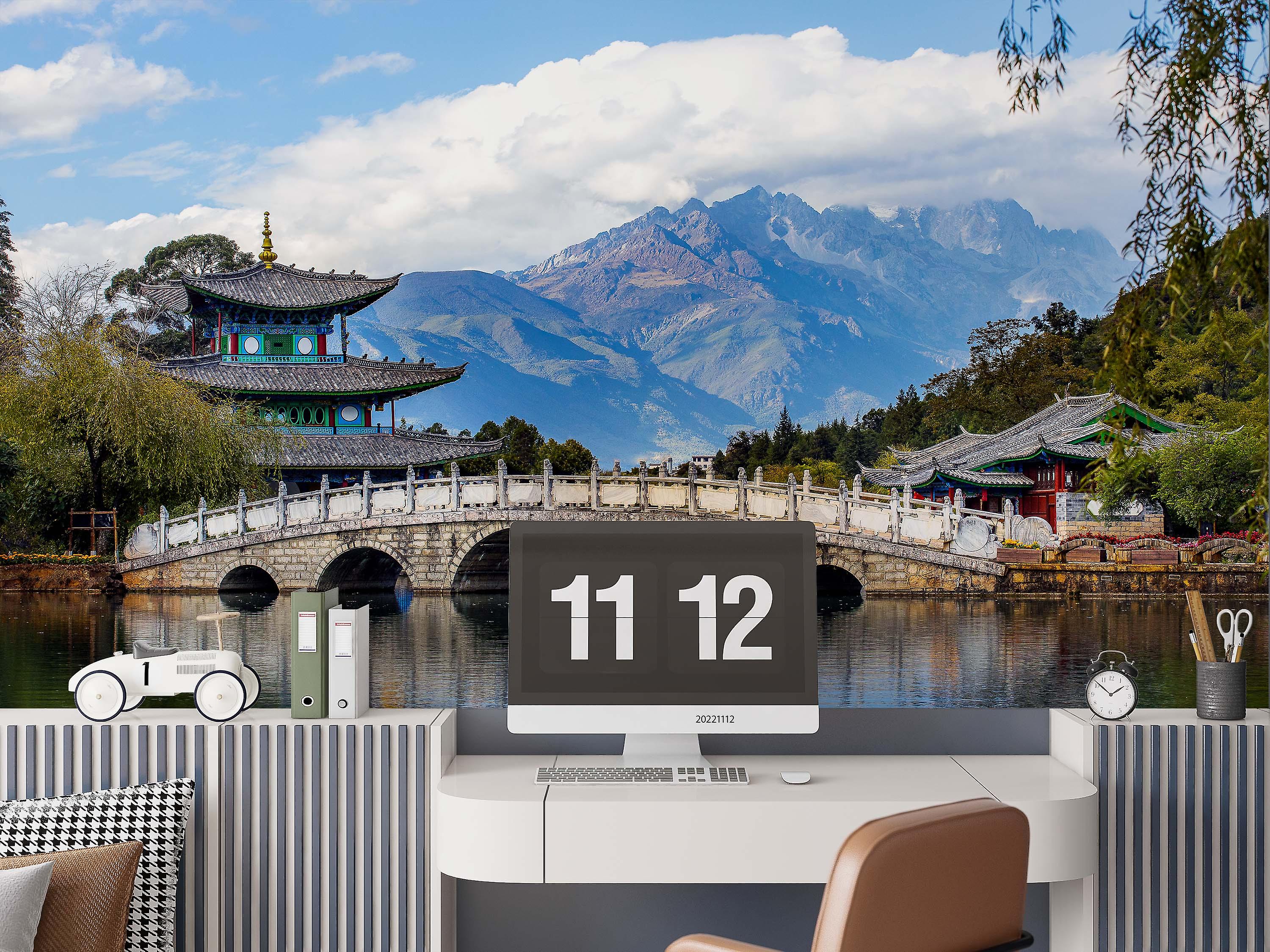 3D Jade Dragon Snow Mountain Sucui Bridge Black Dragon Pool Yuquan Park Wall Mural Wallpaper Gd ...