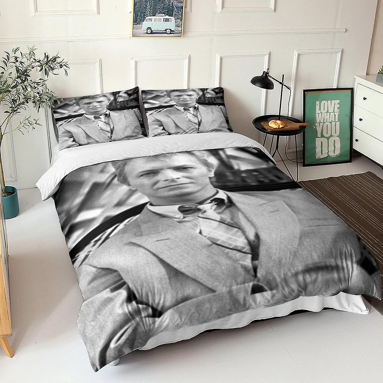 David Bowie Duvet Cover Double Rock 'n' Roll Pattern Bedding Set Soft ...