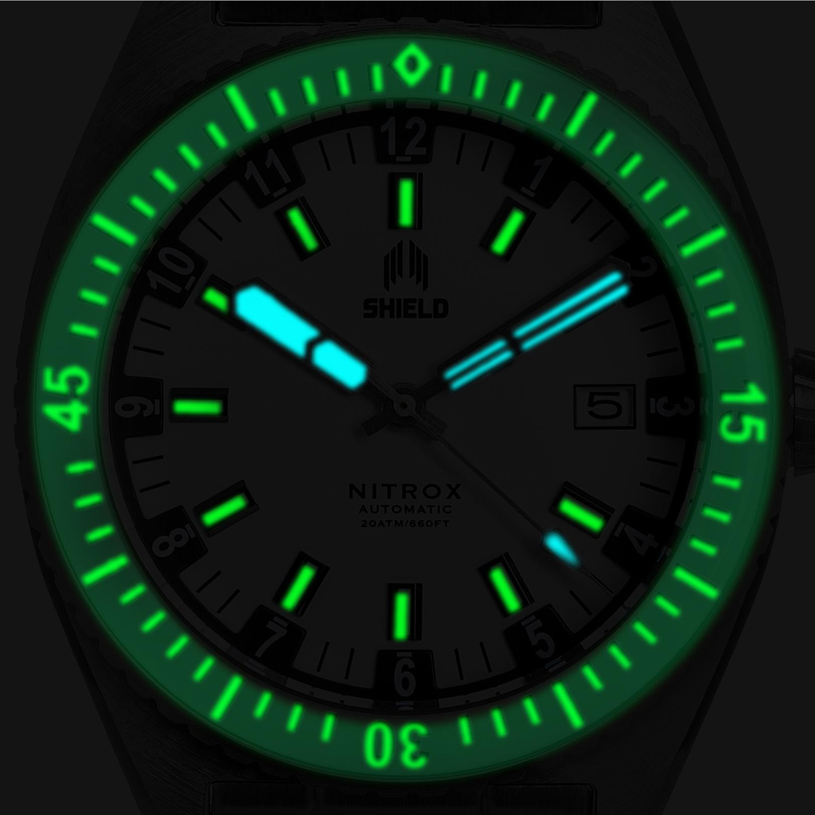 Shield Nitrox Automatic Bracelet Watch w/Date - Navy | Fruugo UK