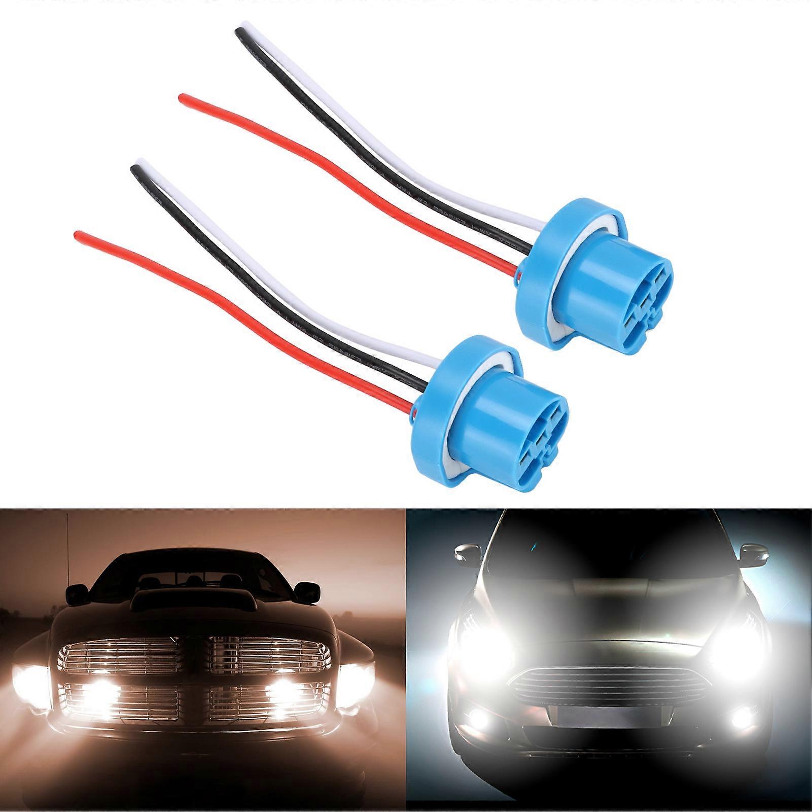 Pair 9007 Female Socket Harness Headlight Fog Light Universal For 9004 ...