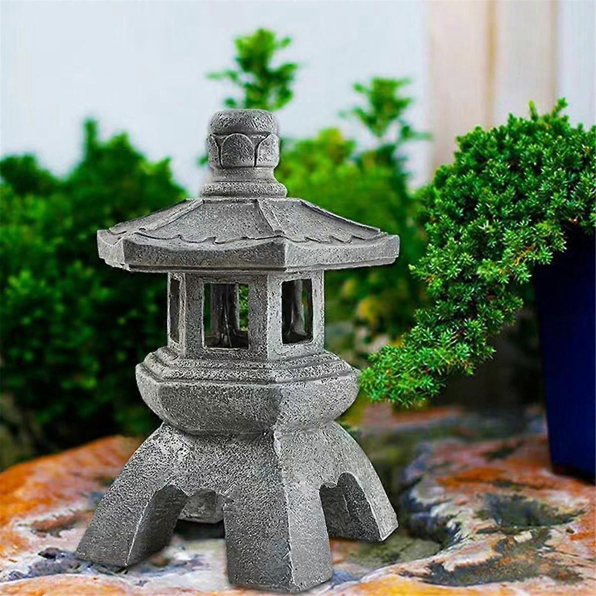 Garden Accessory Ornament Solar Powered Resin Pagoda Lantern Palace ...
