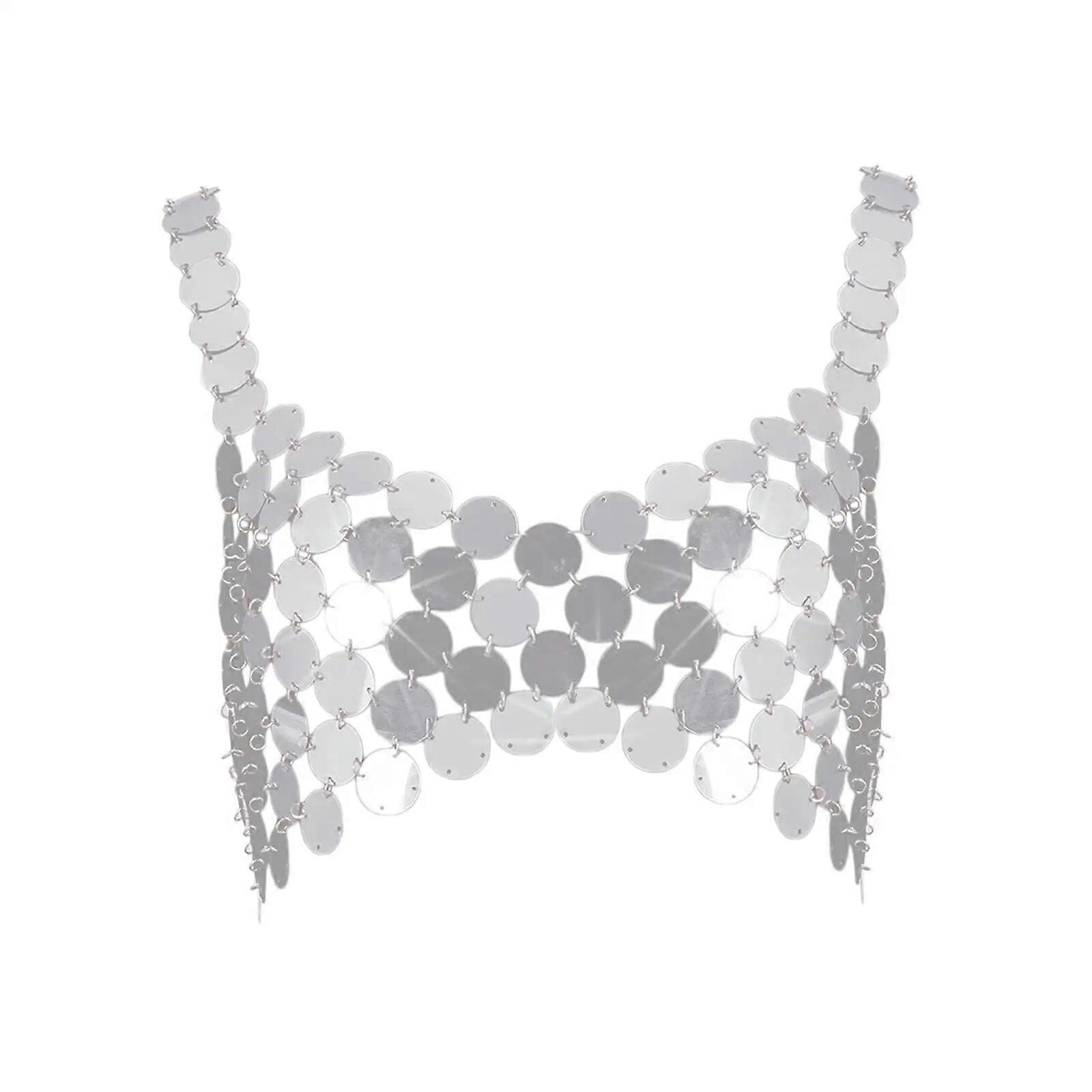 Women Shiny Sequins Crop Top Corset Vest Outfits Strap Push up Tribal ...