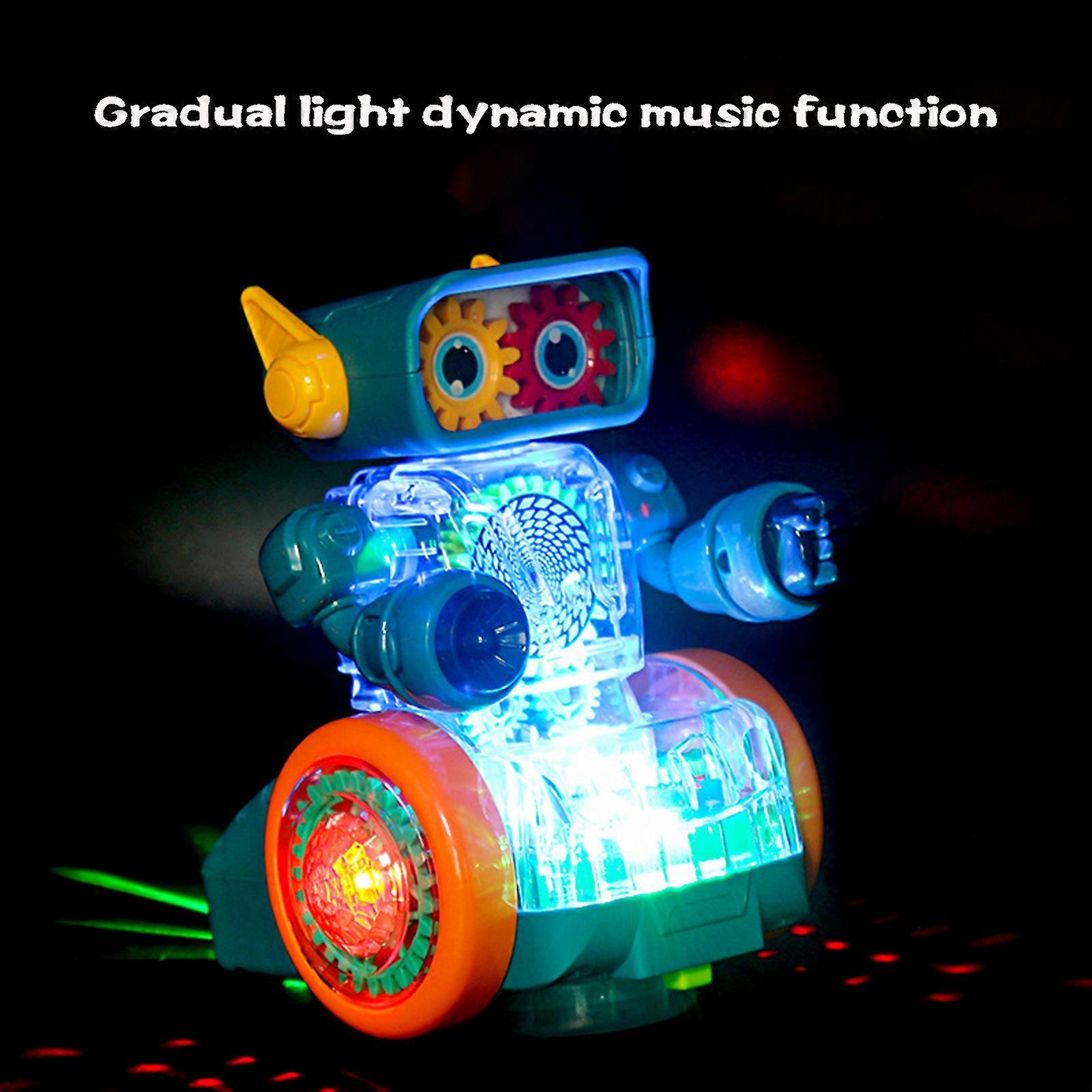 Electric Transparent Gear Robot Toy With Light Music Luminous Flashing ...