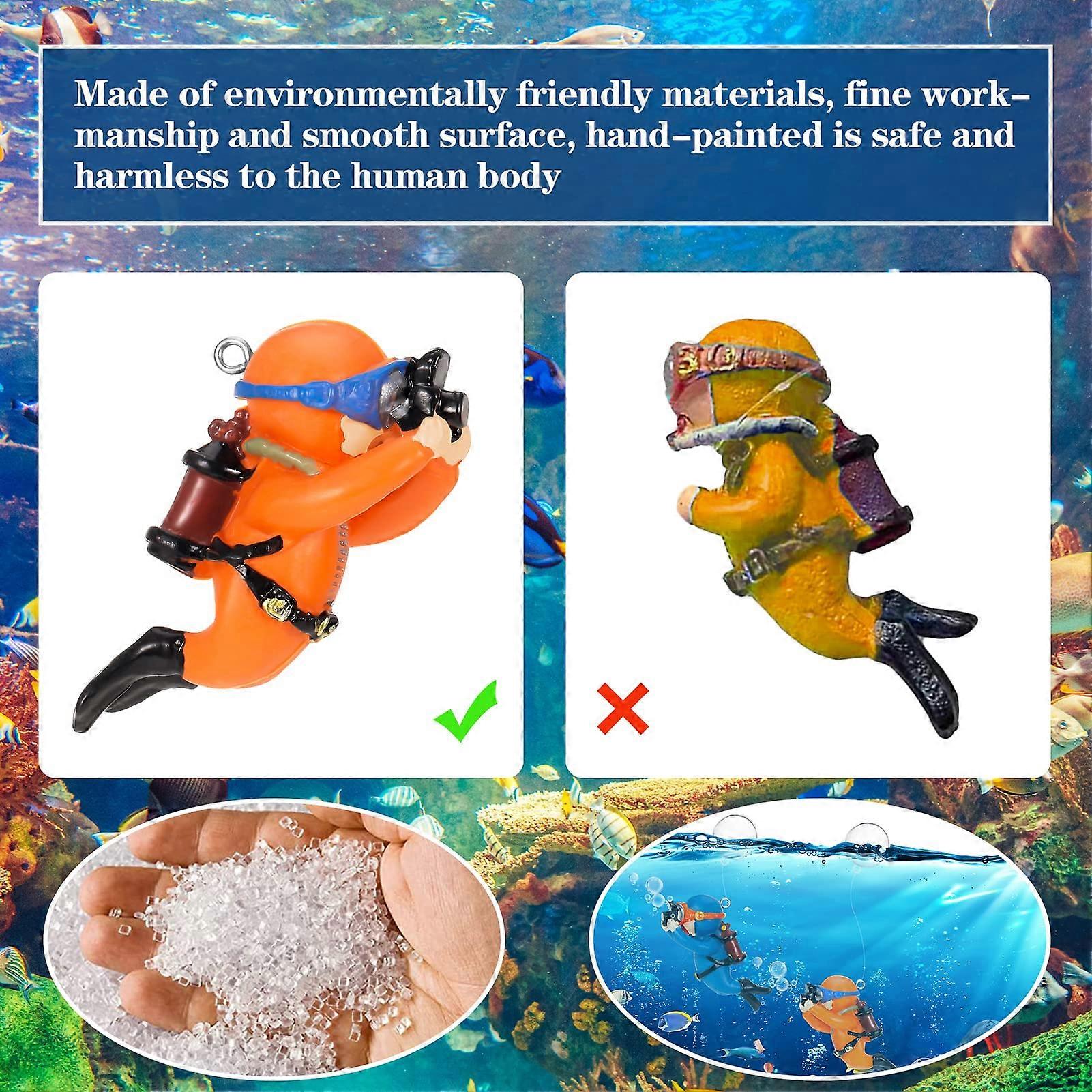 2 Pack Diver Aquarium Decorations, Fish Tank Decorations with Floating ...