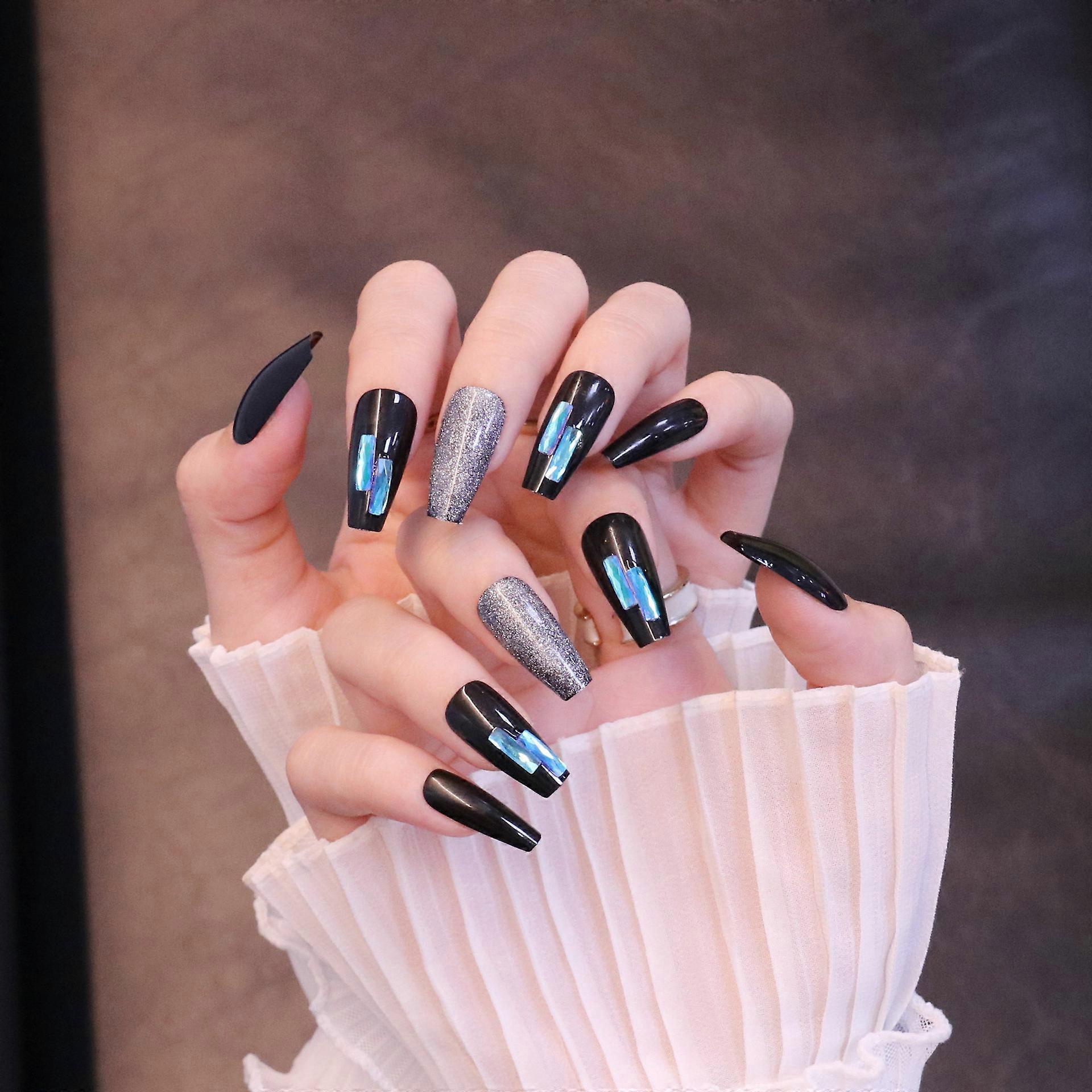 Nail patch wearing a long disco fake nails patch detachable wearable ...