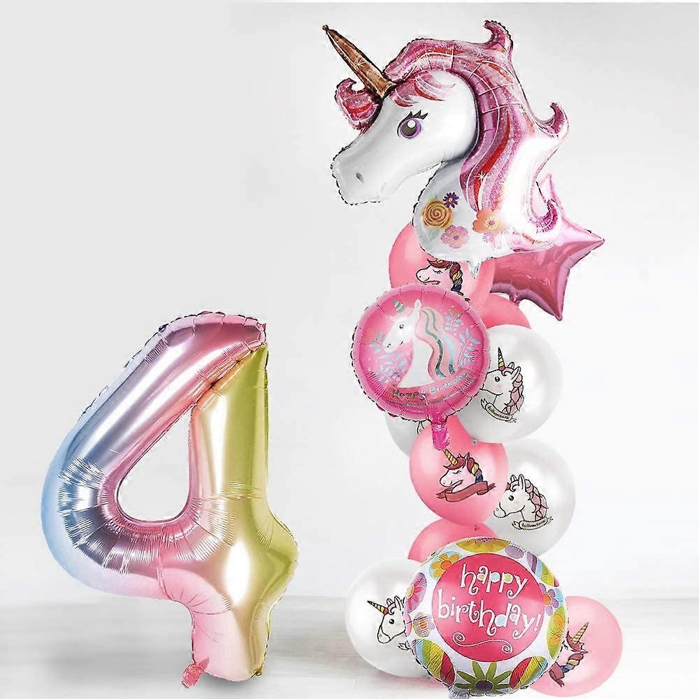 liangnv Unicorn Balloons Birthday Party Decorations for Girls 4th Party ...