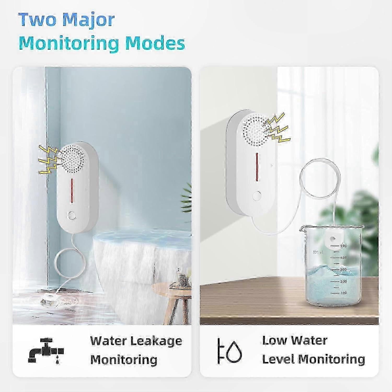 WiFi Water Leak Detector with 100dB Alarm, Low Water Level Sensor, Tuya/Smart Life Remote ...