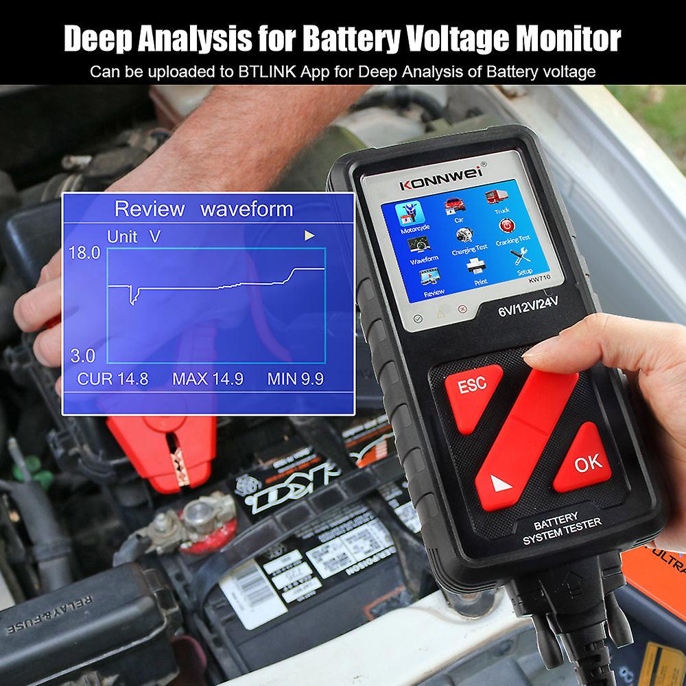 Kw710 Motorcycle Car Truck Battery Tester 6v 12v 24v Battery Analyzer ...