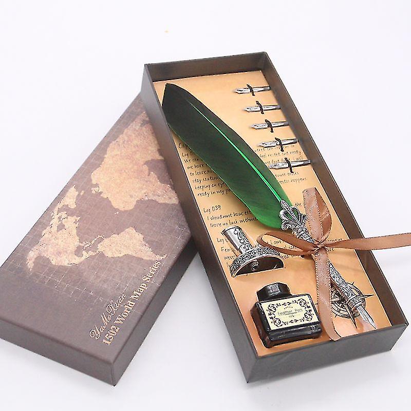 Feather Quill Pen Set Vintage Quill Feather Pen Ink Set Antique Calligraphy Writing Quill Pen ...