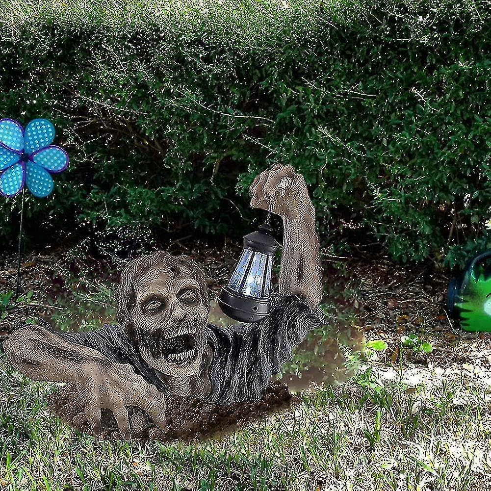 Halloween Zombie With Led Lantern Zombie Statue Scary Statue Halloween ...