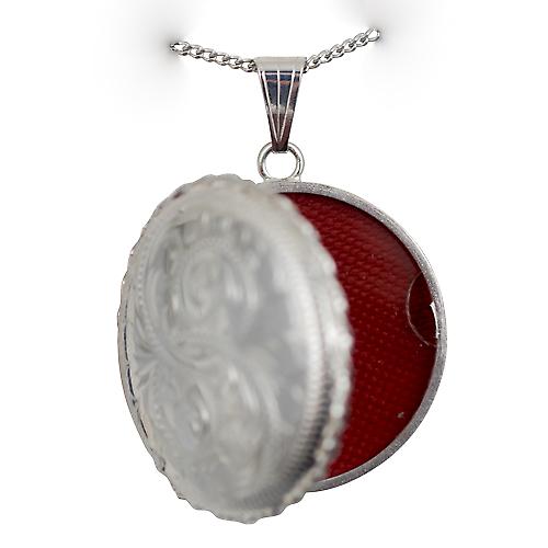 Silver 31mm round hand engraved twisted wire edge Locket with a curb ...