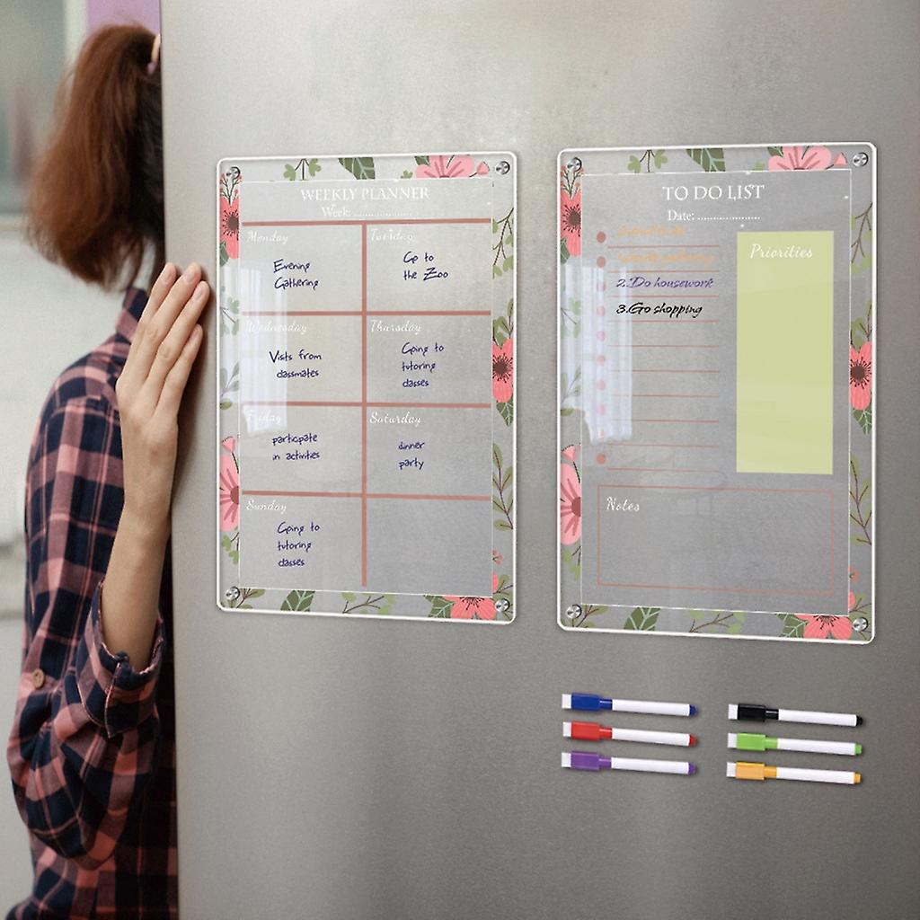 Weekly Planner Magnetic Acrylic Board Dry Erase Board for Fridge ...