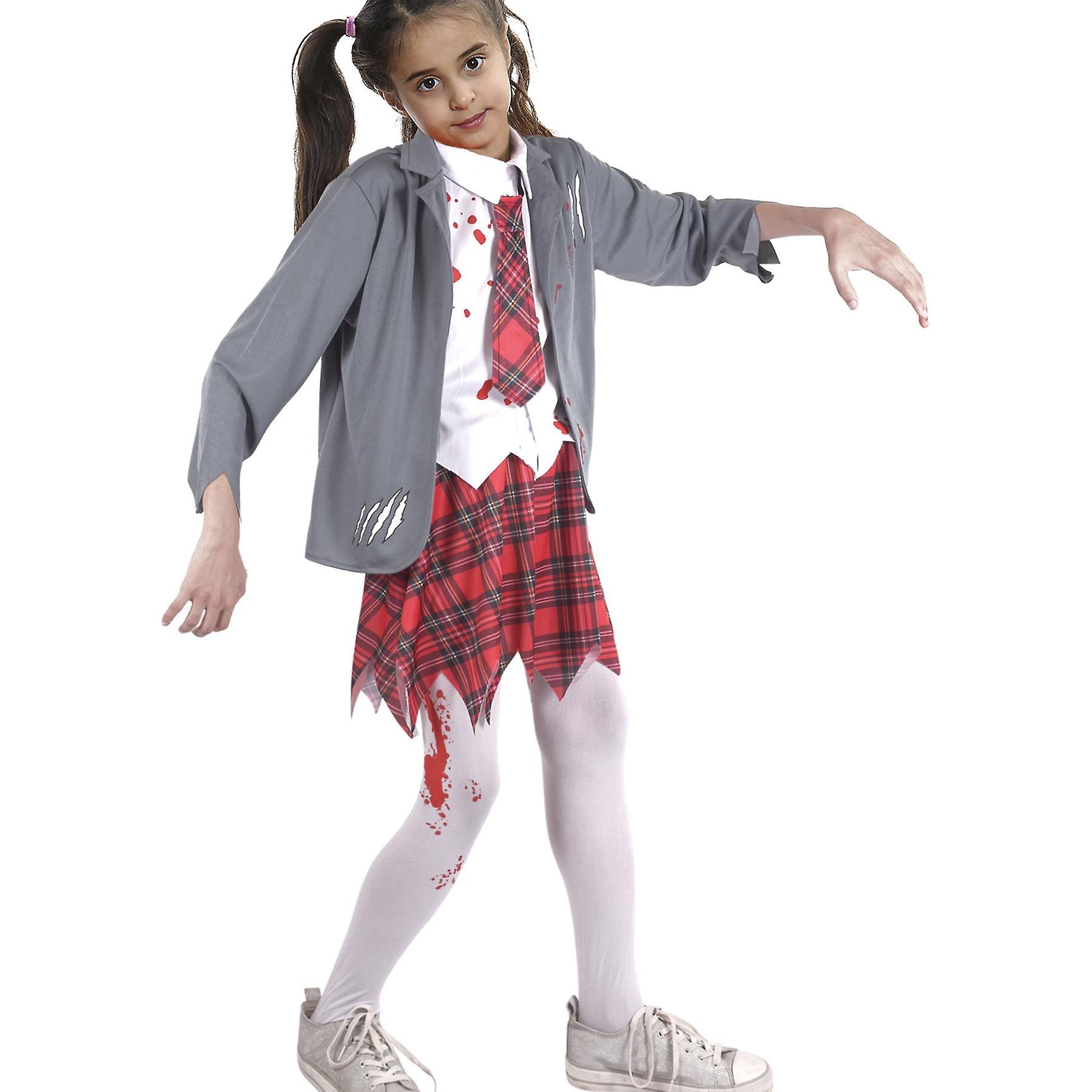 Kids Girls Zombie School Girl Halloween Costume Trick Or Treat Zombie ...