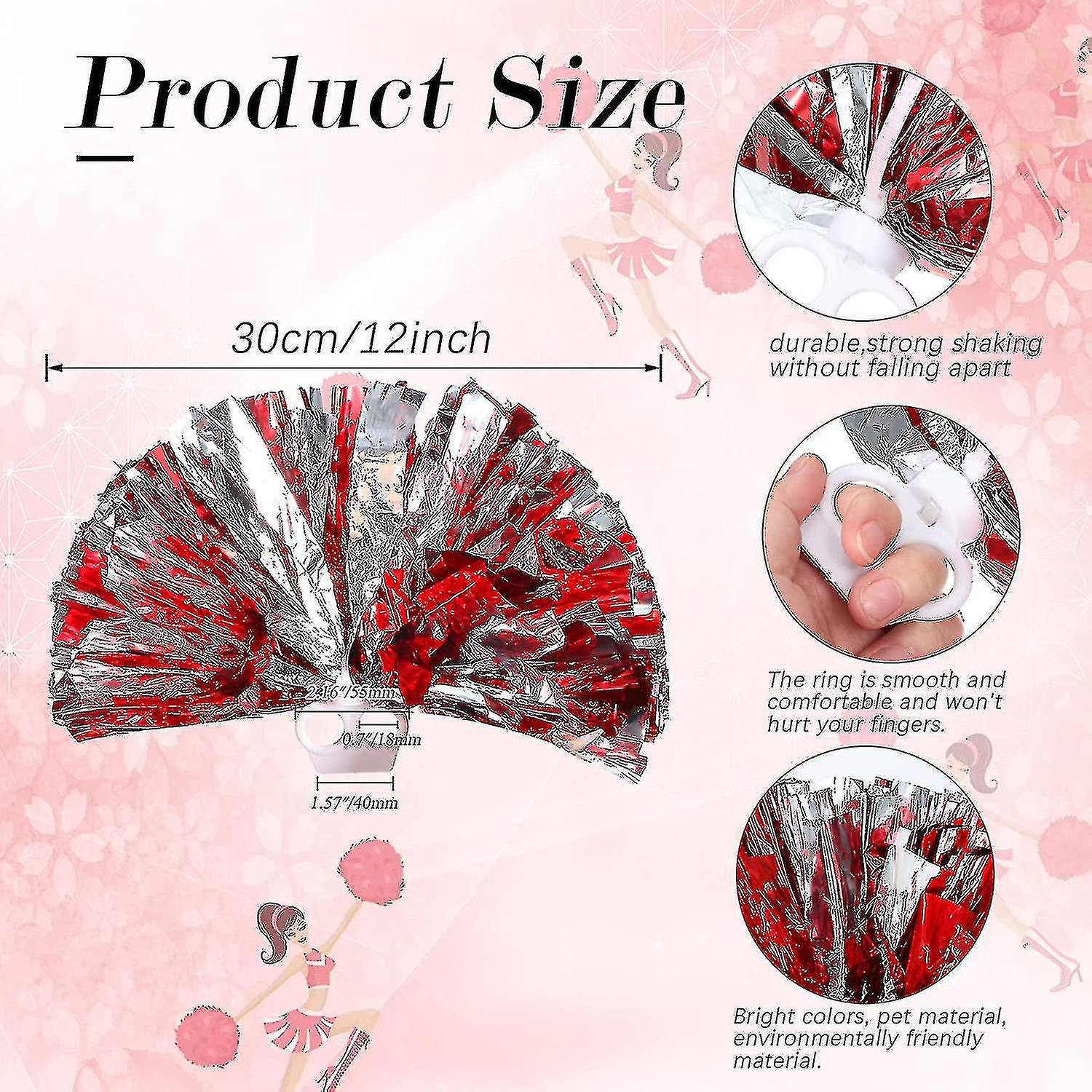 24 Pack Metallic Cheerleading Pom Pom 12 Inch Cheerleader Pom Poms With ...