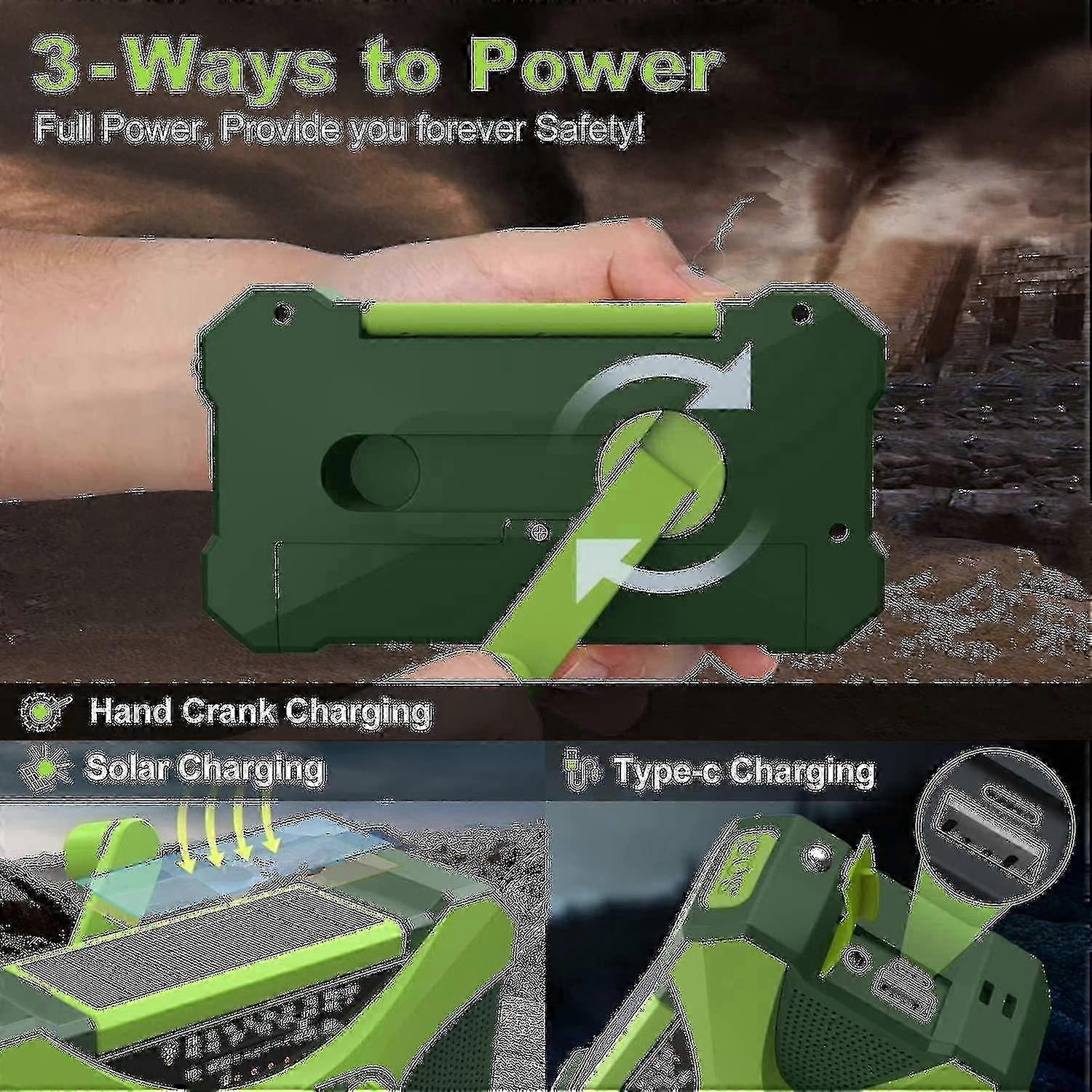 10000mah Emergency Radio, Solar Hand Crank Radio, Portable Am/fm/noaa ...