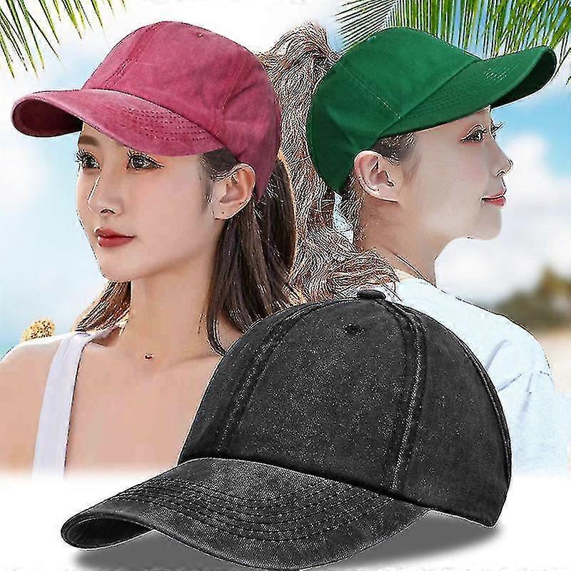 Women Ponytail Cap Baseball Visor Cap Backless Messy Curly Bun Hat For ...