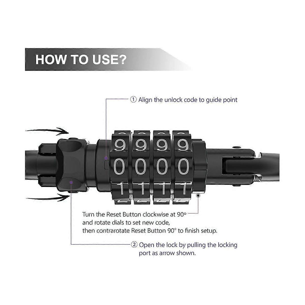 , 4-Digit Heavy Duty Carabiner Clips, D-Shaped Code Lock for Looped ...