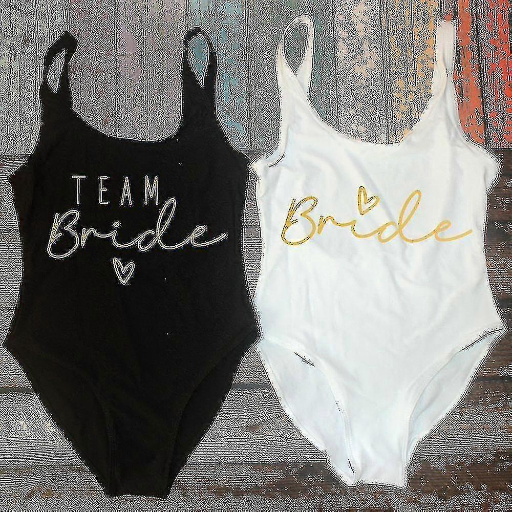 S3xl Gold Print Team Bride Onepiece Swimsuit Squad Women Swimwear ...