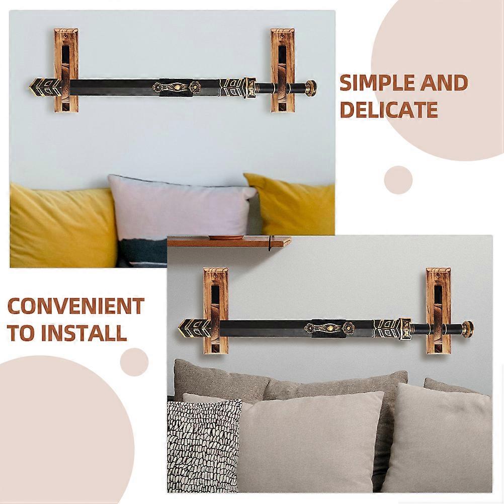 2Pcs Wall Mount Sword Rack Wooden Sword Display Holder Sword Storage ...