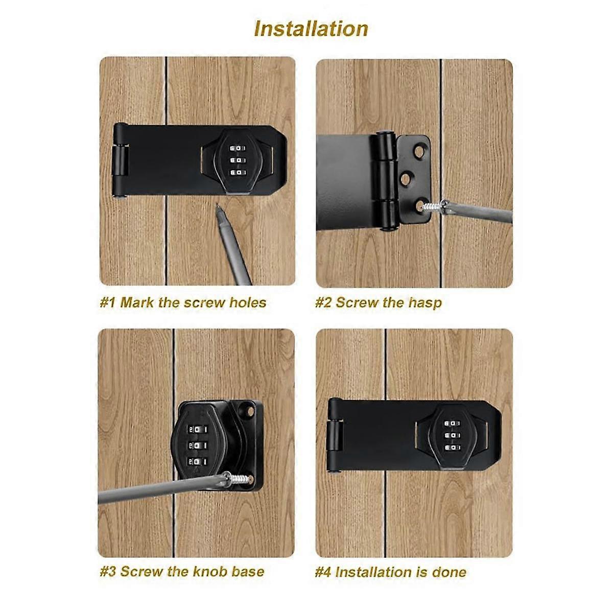 Cabinet Lock Keyless 3-Digit Password Combination Code Hasp Latch Lock ...