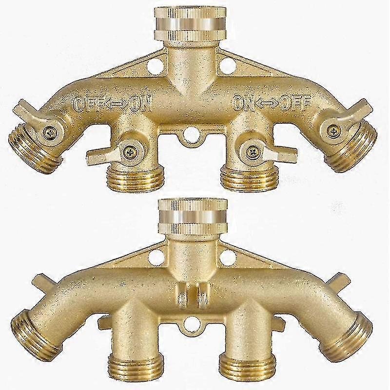 Garden Brass Hose Splitters 4 Way Tap Hose Connectors Water Distributor ...