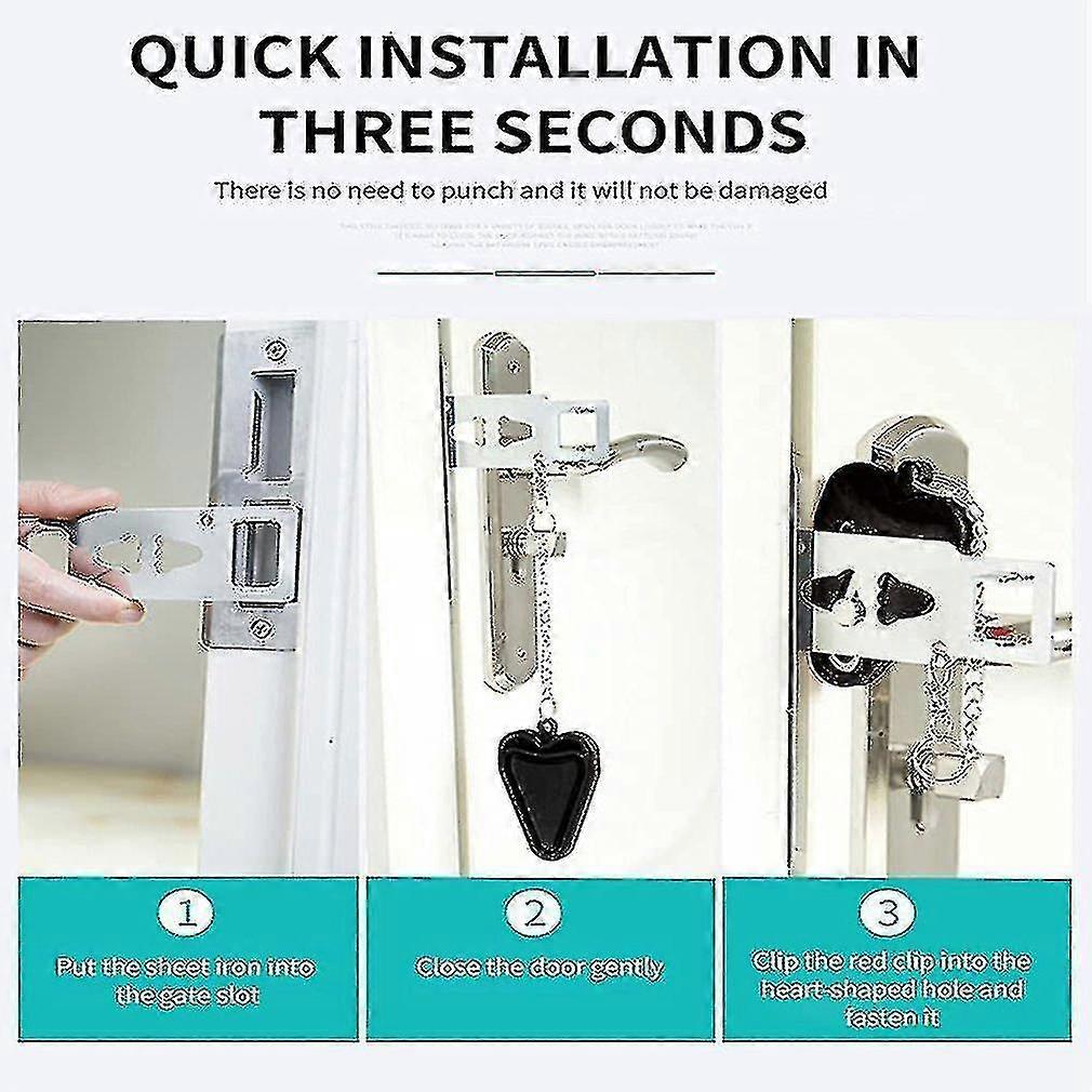Portable Door Lock Double Hole Security Door Locker Travel Lockdown ...