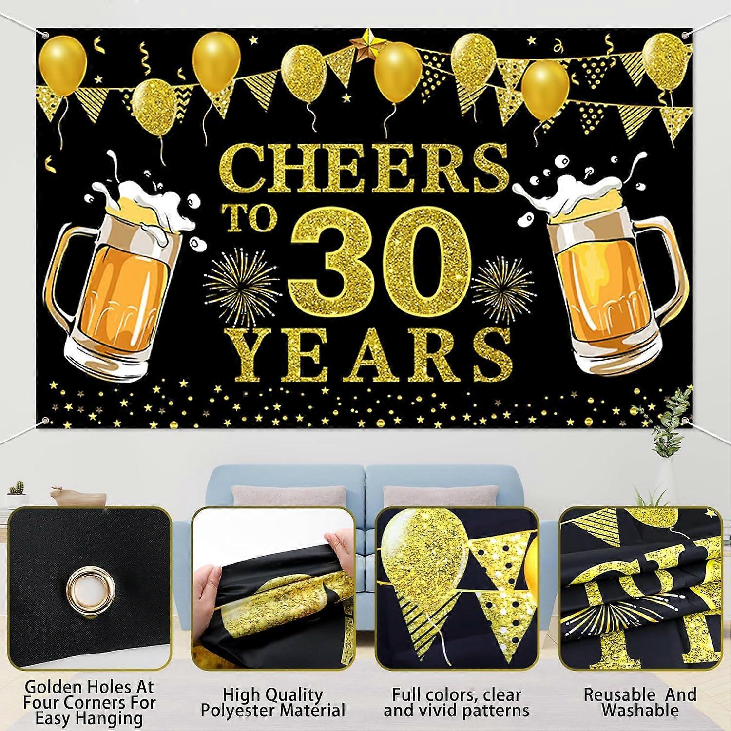 30th Birthday Decorations Cheers to 30 Years Birthday Banner Backdrop ...