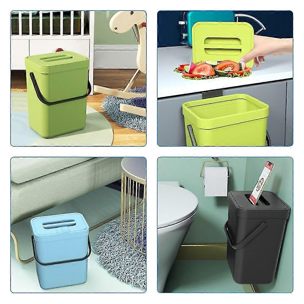 Kitchen Trash Can With Handle,5l Hanging Trash Can For Kitchen Cabinet ...