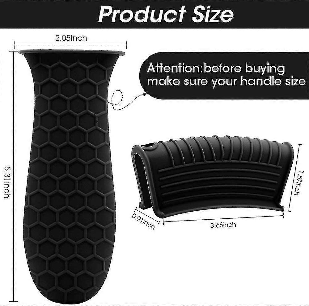 New Black Silicone Hot Handle Holder Cover Set Assist Pan Handle Sleeve ...