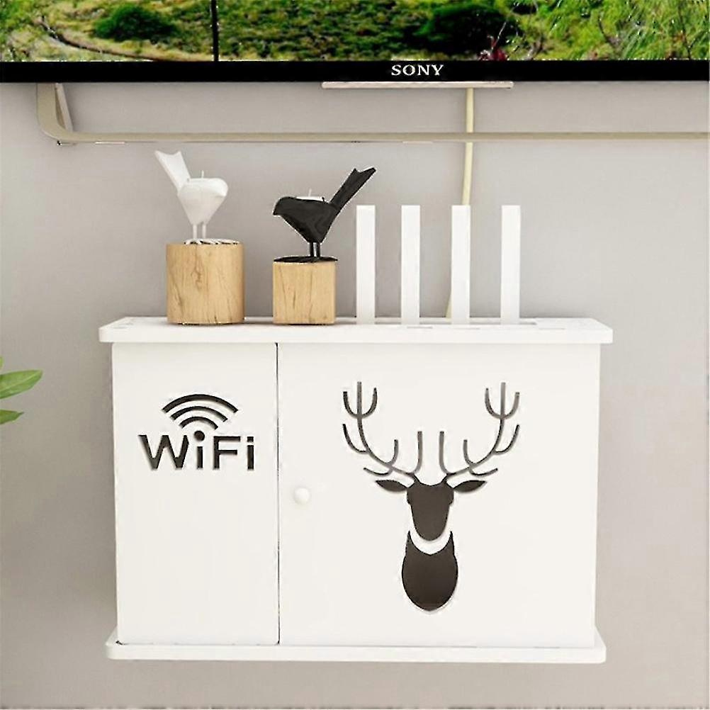 Large Wireless Wifi Router Shelf Storage Boxes Cable Power Plus Wire ...